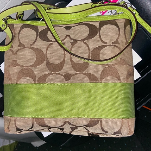 Coach | Bags | Tan And Lime Green Coach Purse | Poshmark